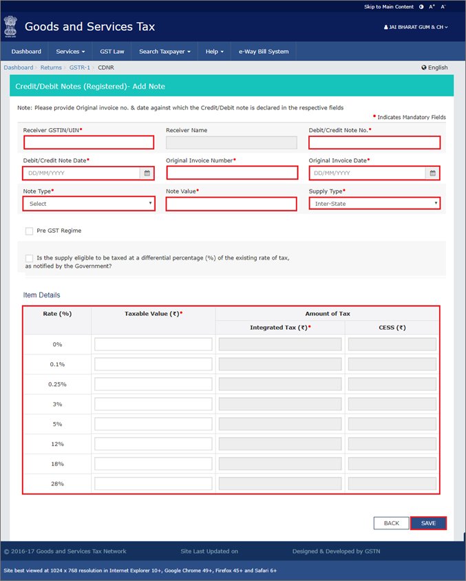 Filing GSTR-1 in GST Govt. Portal.