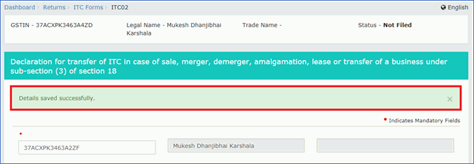 Filing GST Form ITC-02